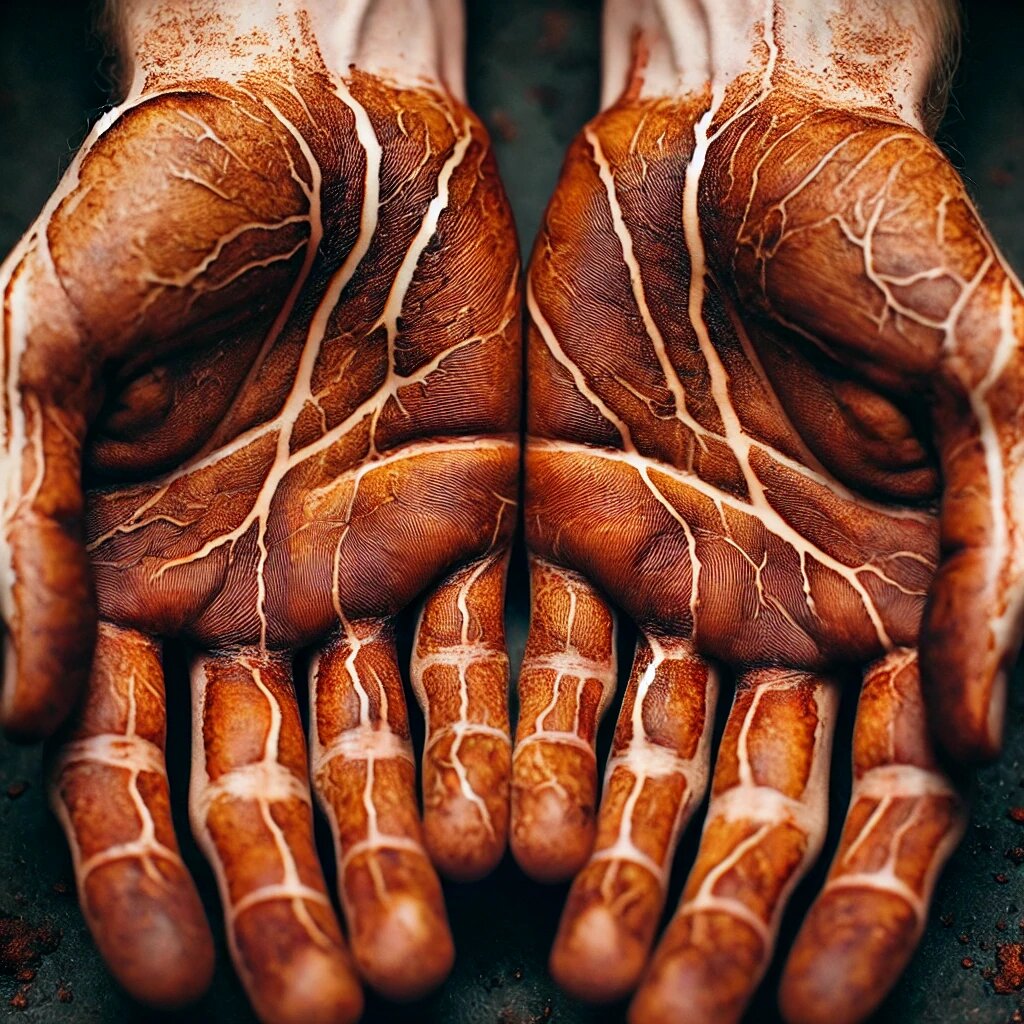 Rust colored Iodine Like Stain on Hands - Veryhealthline